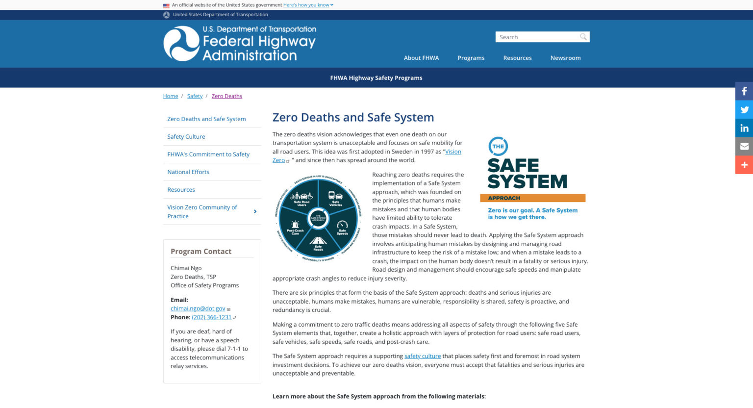 Safe System Approach - Toward Zero Deaths Safe System Approach - Toward Zero Deaths
