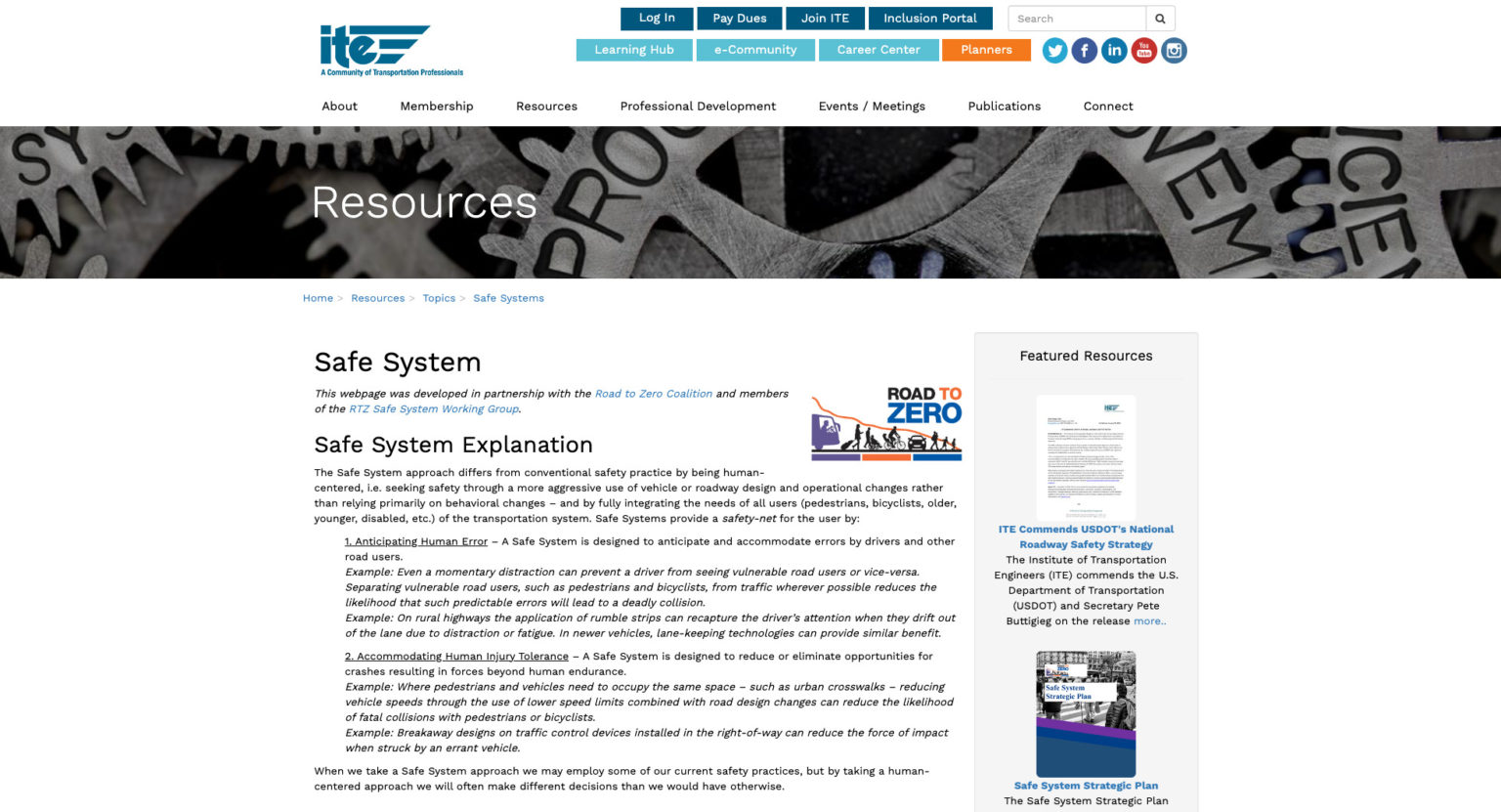 Safe System Approach - Toward Zero Deaths