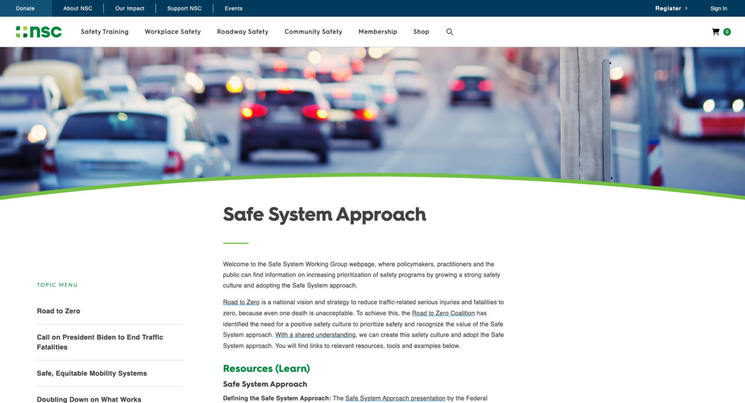 Safe System Approach - Toward Zero Deaths