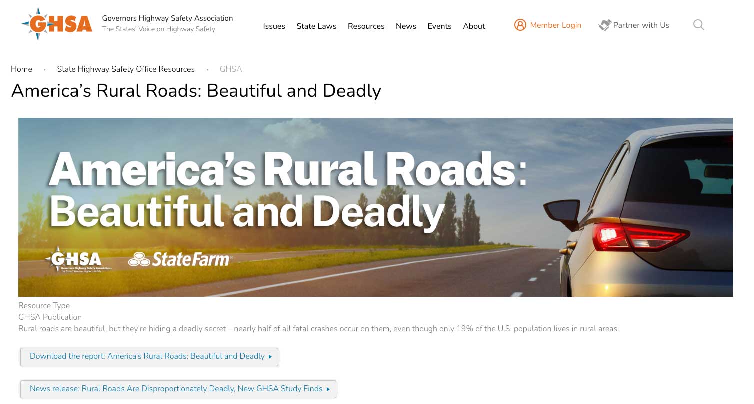 America's Rural Roads: Beautiful and Deadly - Toward Zero Deaths